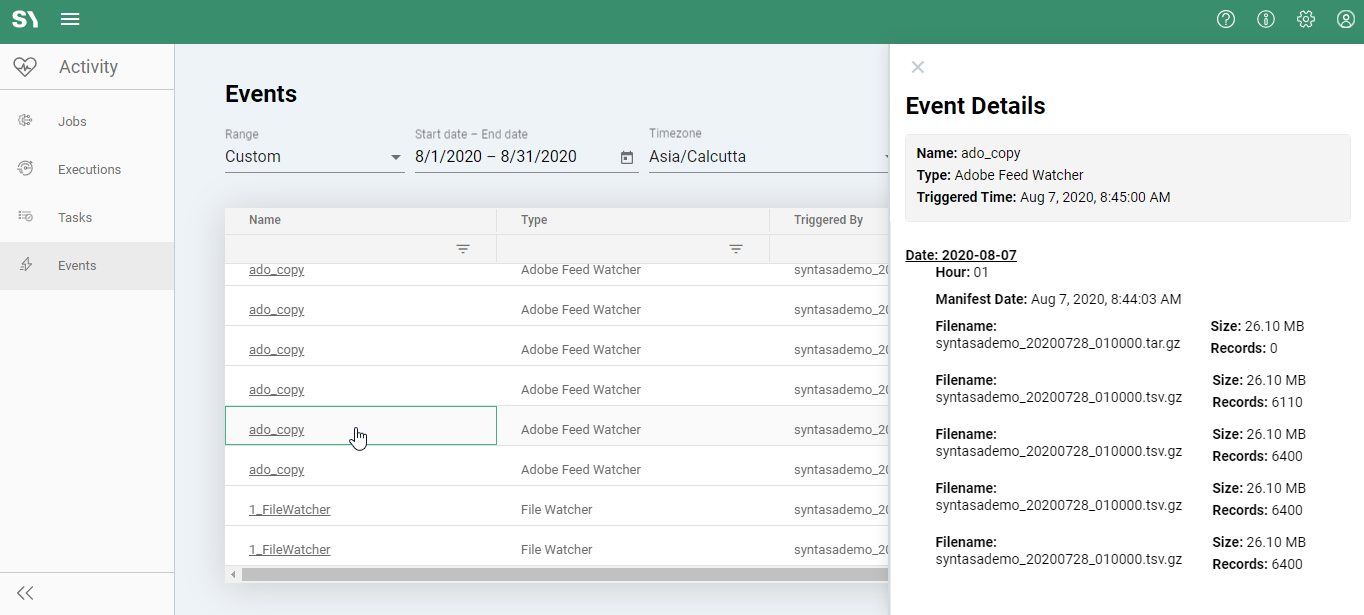Activity Events – SYNTASA™