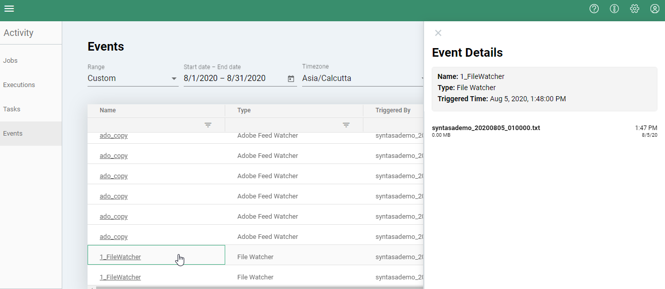 Activity Events – SYNTASA™
